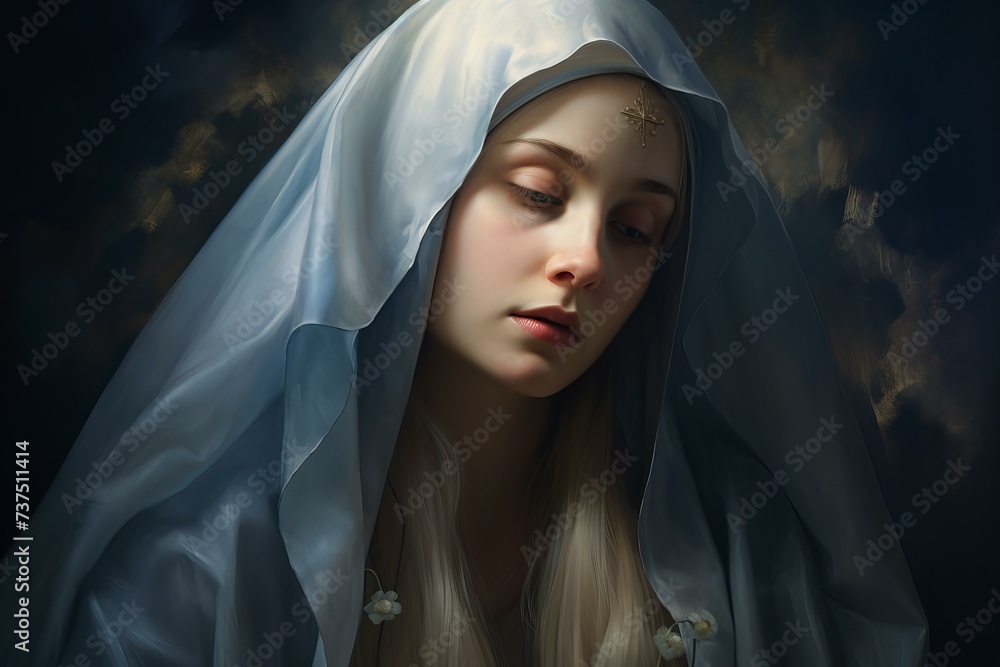 Pure Mary virgin. Holy art religious saint. Fictional person. Generate ...