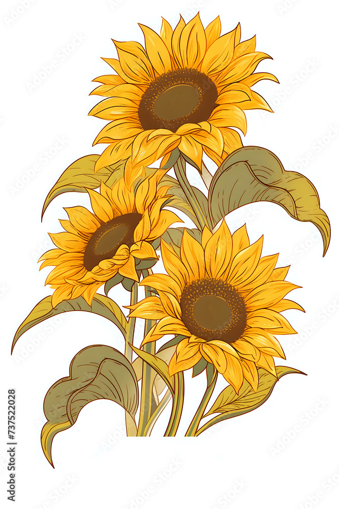 Isolated Sunflower Illustration on White. A bright and cheerful ...