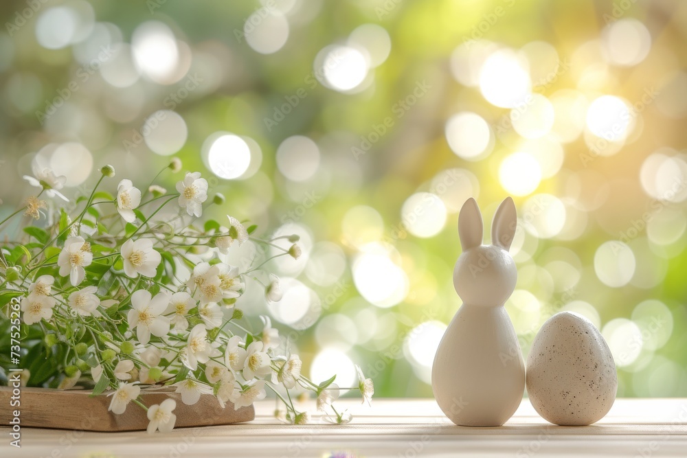 Happy Easter Eggs Basket fairy tale. Bunny in flower easter revival ...