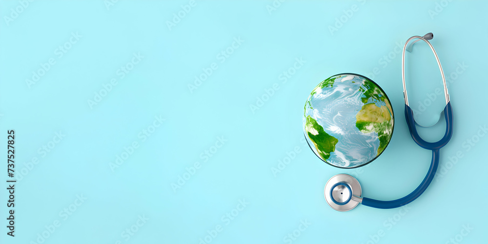 World health day background with stethoscope and earth globe Stock ...