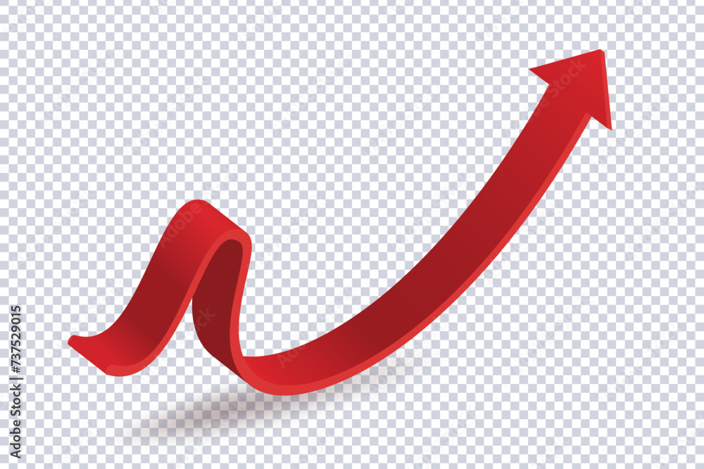 Abstract Curved Red Arrow. Market movements creative concept charts ...