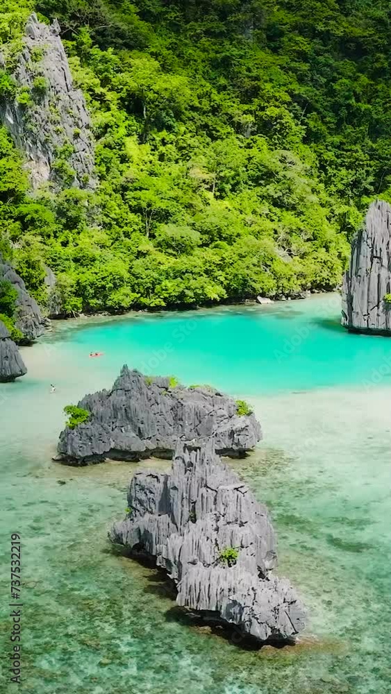 Ubugon Cove with white beach and Cadlao Lagoon with turquoise sea water ...