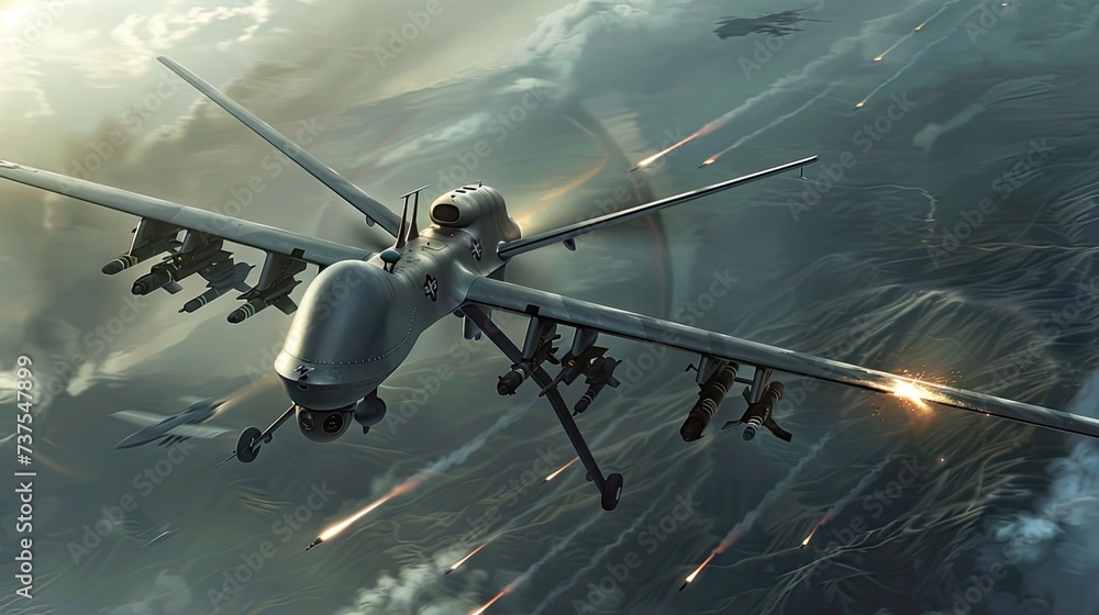 The combat drone or military drone is accurate and realistic based on ...