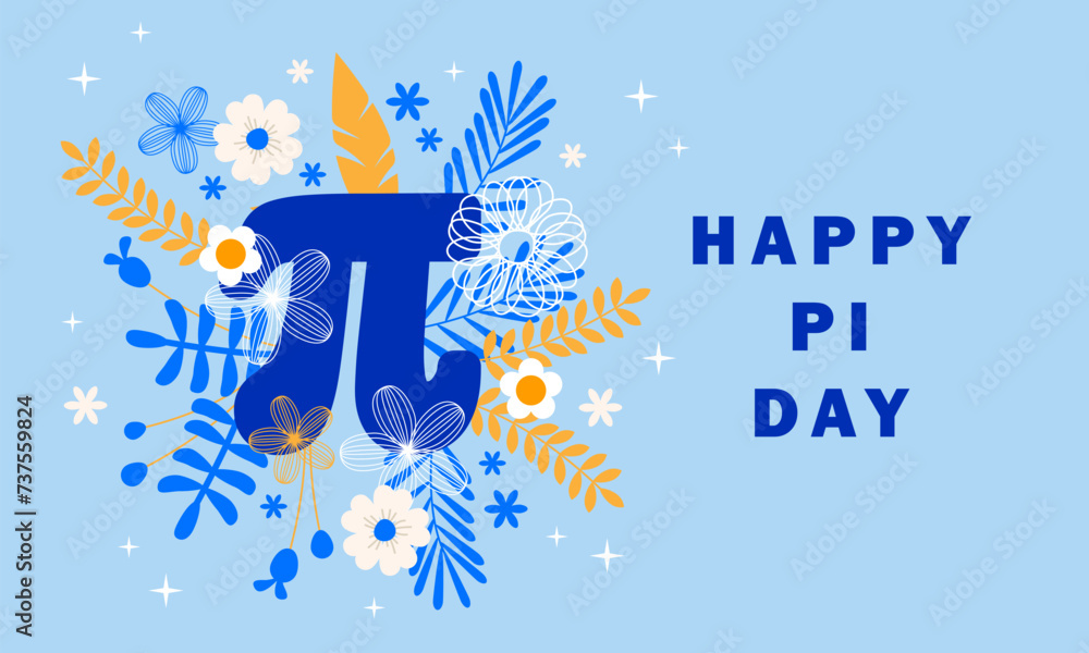 Happy Pi Day! Celebrate Pi Day. Mathematical constant. March 14th. 3,14 ...