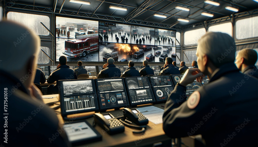 A temporary command center where emergency response team leaders ...