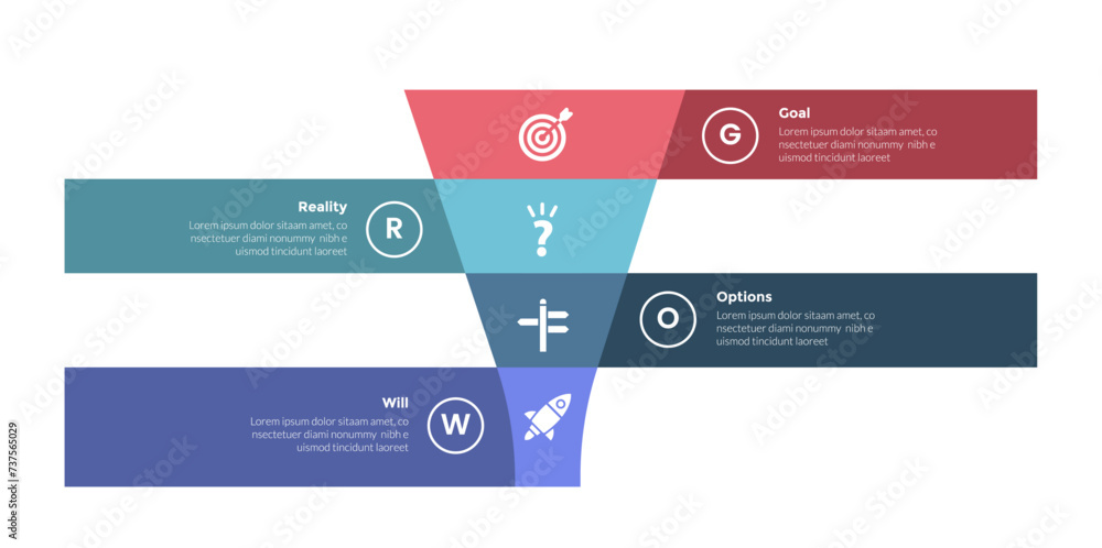 GROW coaching model infographics template diagram with marketing funnel ...