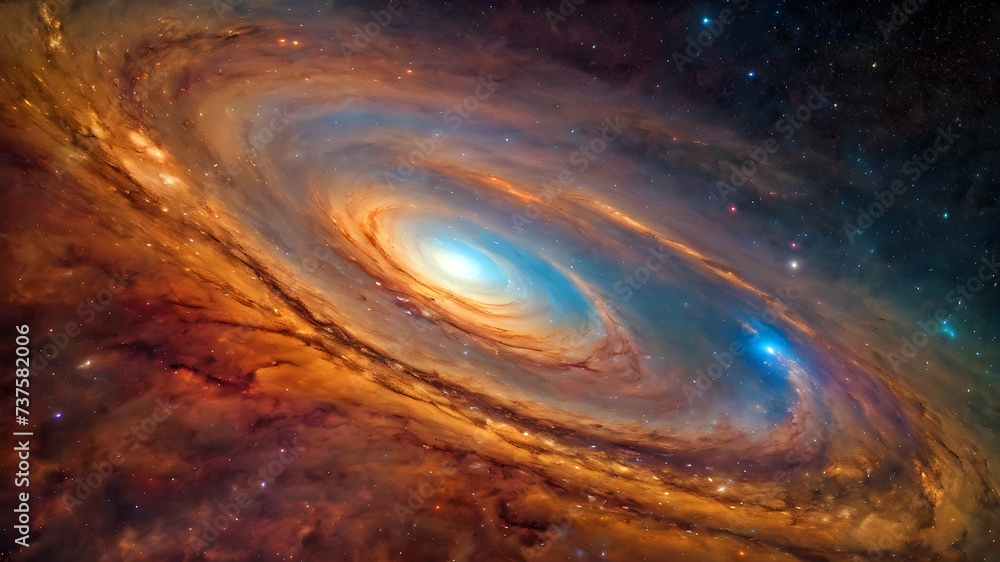 bright colorful spiral galaxy of all colors of the rainbow. colorful ...