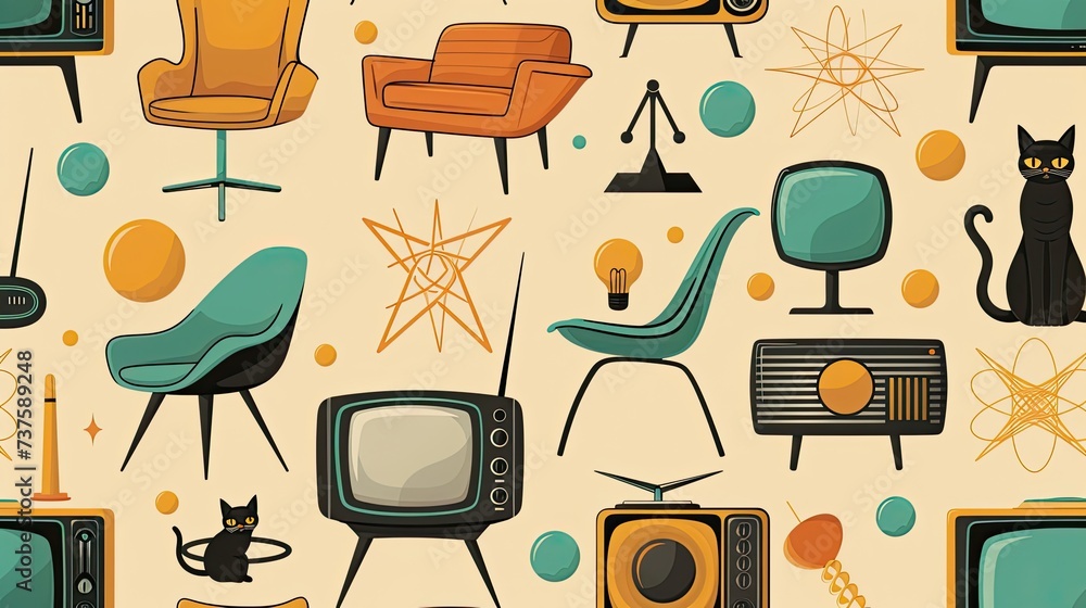 The generated image showcases a collection of stylized illustrations ...