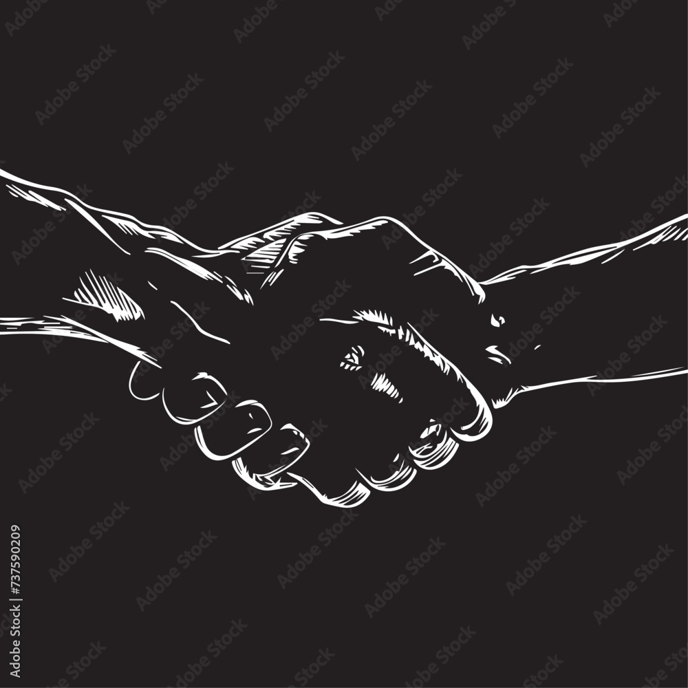 Hand shake in cartoon, doodle style . Image for t-shirt, web, mobile ...
