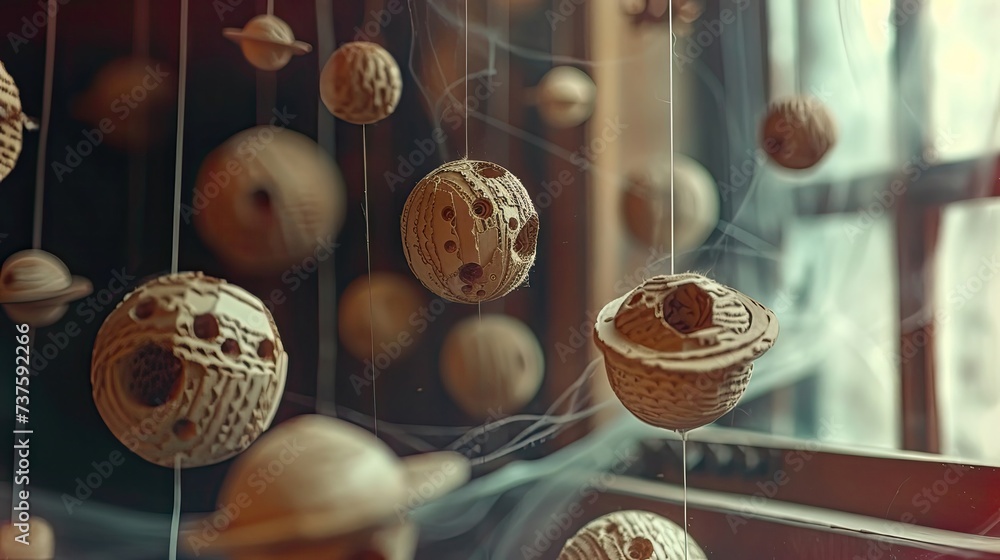 miniature planets and stars, in the desert, in outer space, the ...