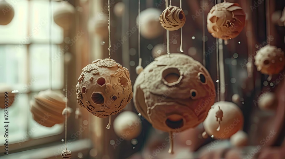 miniature planets and stars, in the desert, in outer space, the ...