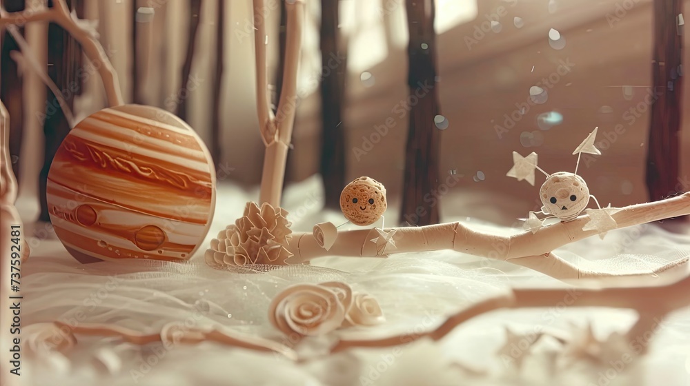 miniature planets and stars, in the desert, in outer space, the ...