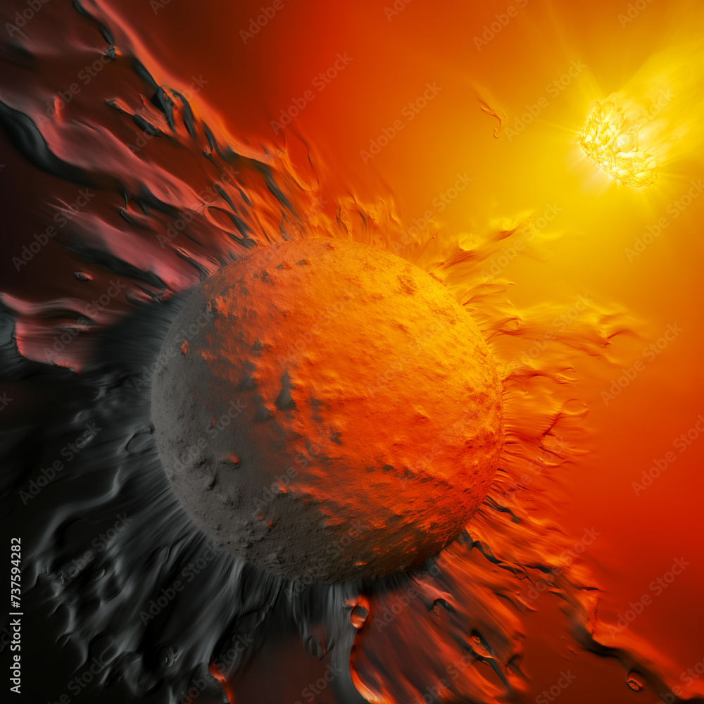 Sun explosion with electron microscope imaging texture Stock ...