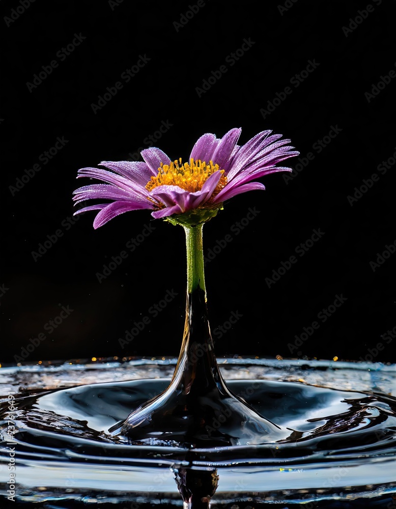 Black art nano splash evaporating flower particle implosion drop and ...