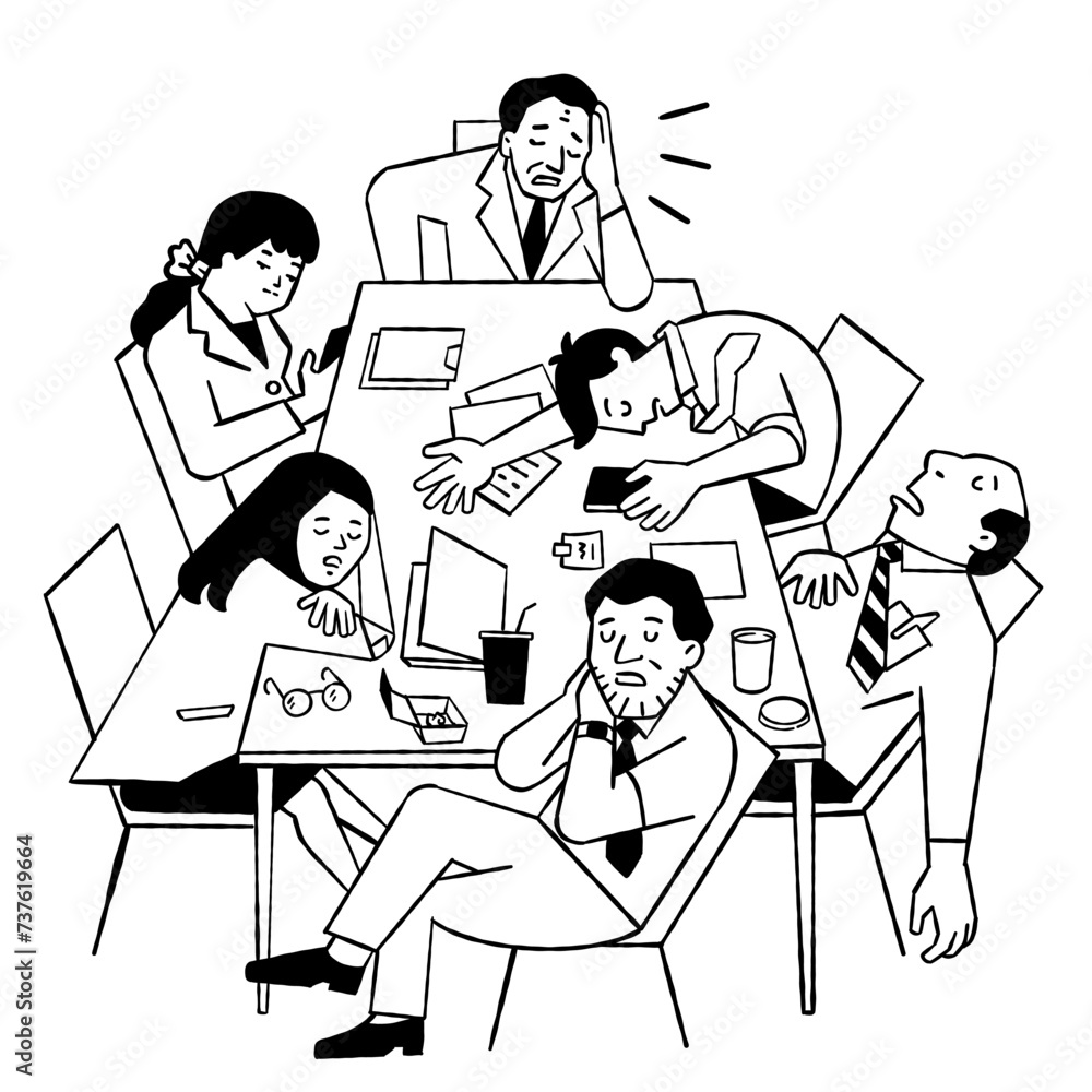 Vetor de Lazy office workers or disorganized behavior businesspeople at ...