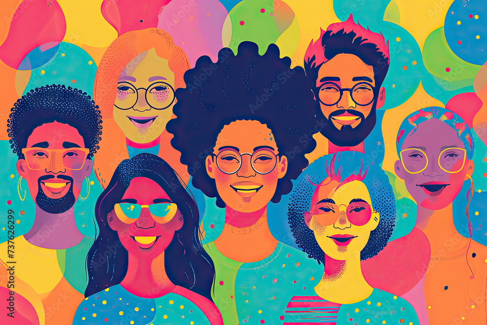 Ilustración que destaca la diversidad con personas de diferentes ...