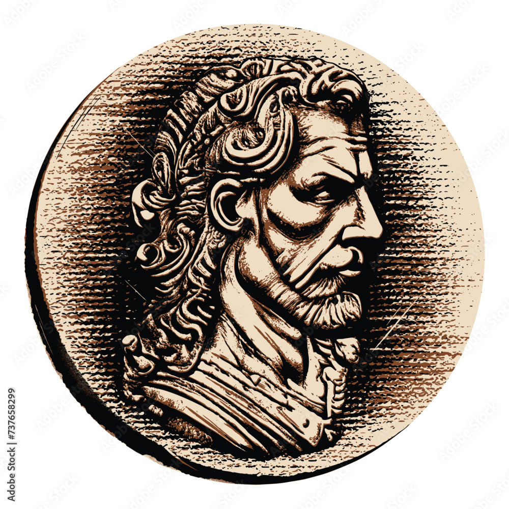 Ancient vector symbols or coins with characters of royal figures from ...
