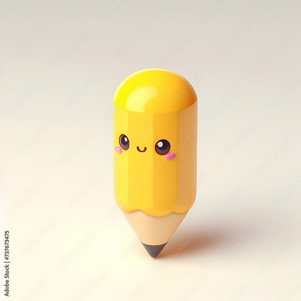 Yellow crayon drawing pencil writing on white background for art ...