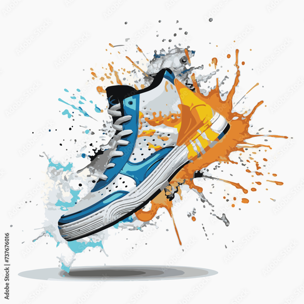 Sneakers and basketball shoes cool splash background style vector and ...