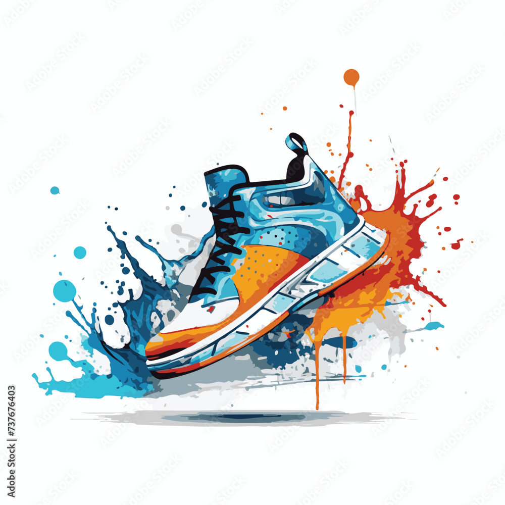 Sneakers and basketball shoes cool splash background style vector and ...