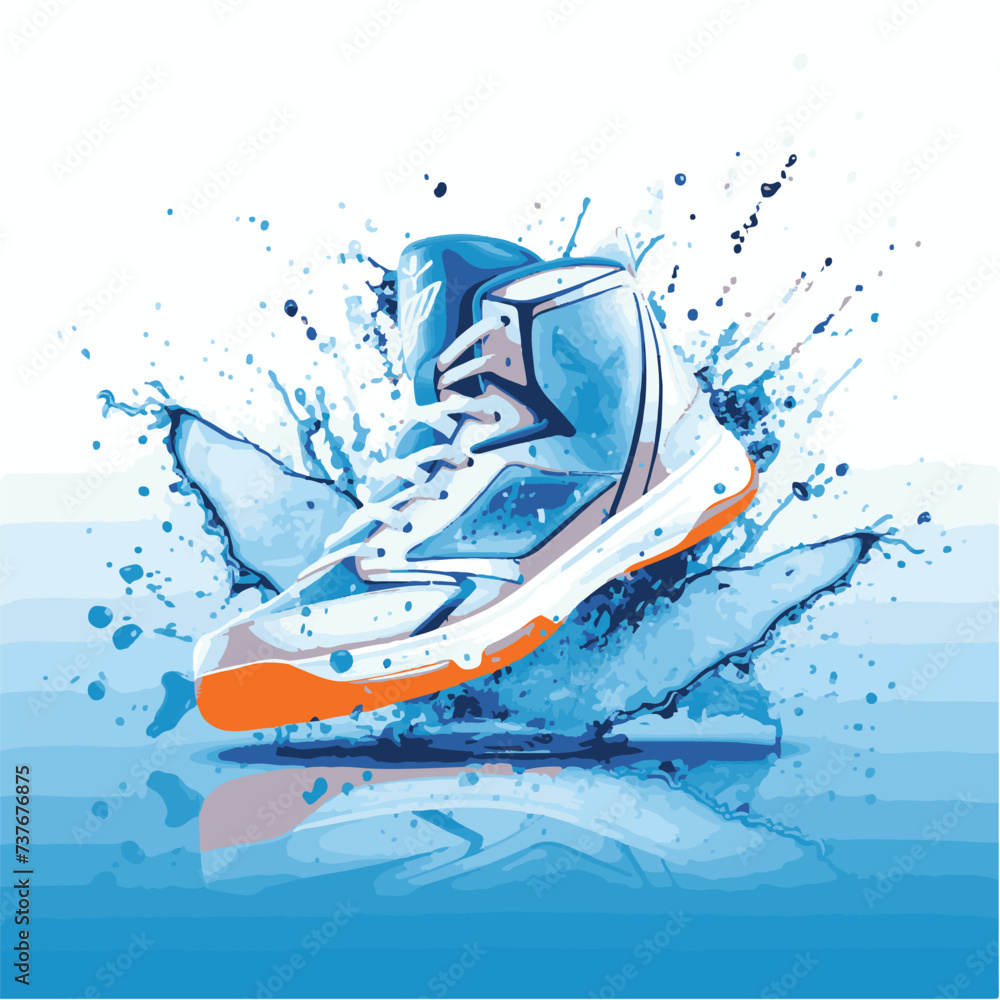 Sneakers and basketball shoes cool splash background style vector and ...