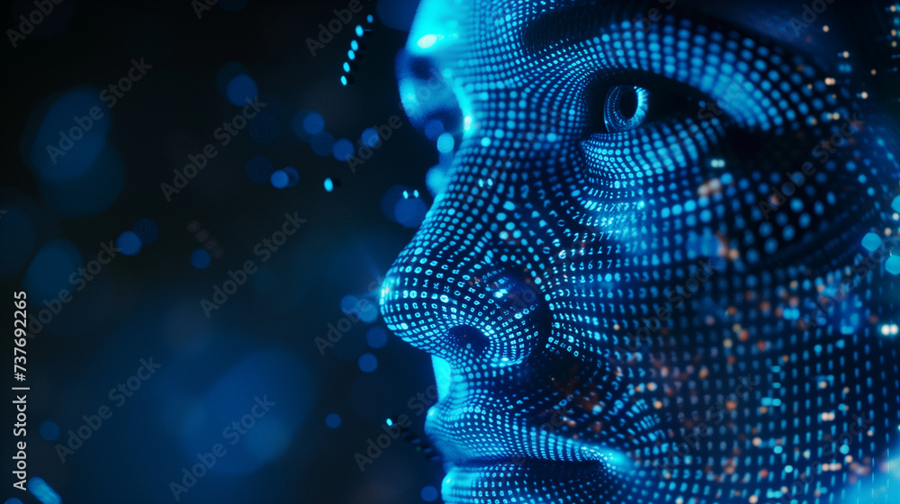 modern futuristic artificial intelligence, cyborg face, humanoid AI ...