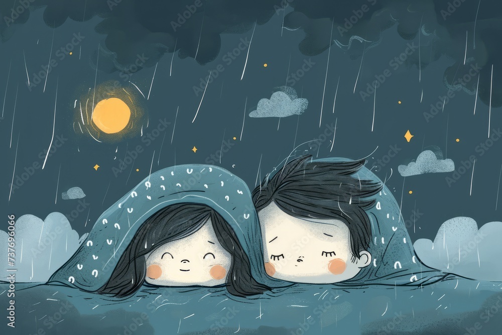 Cartoon cute doodles of characters bundled up in winter gear, sipping ...