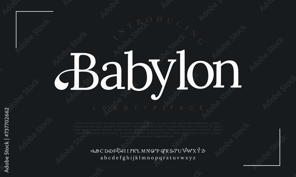 Vetor de Babylon Elegant alphabet letters font and number. Classic ...