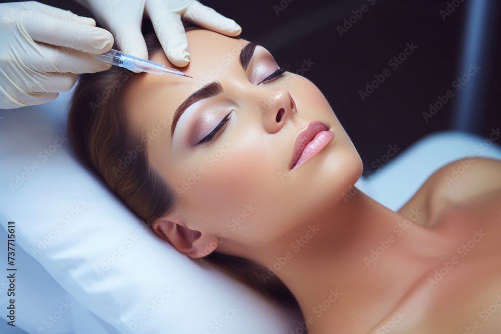 Professional botox injection for facial rejuvenation in a well-lit ...
