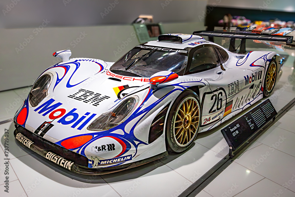 STUTTGART, GERMANY - JULY 15, 2012: The Porsche 911 GT1 is a racing car ...