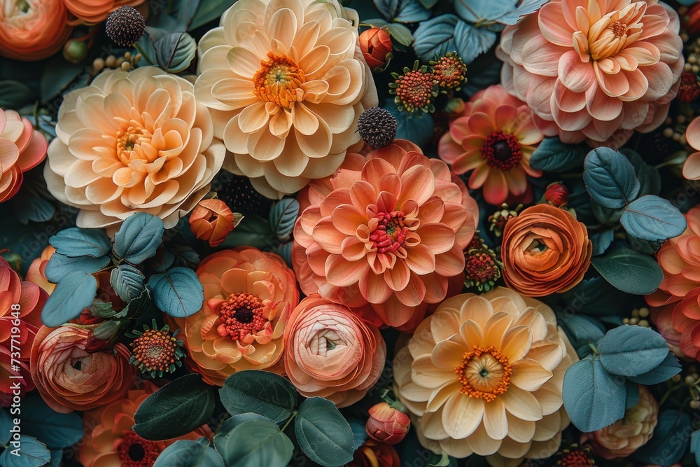 Photograph featuring a lush floral background in full bloom. Stunning ...