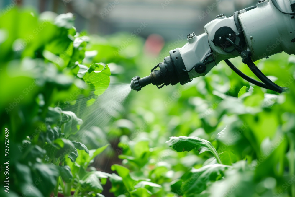 Smart robotic farmer arm watering plants, Automatic agricultural ...