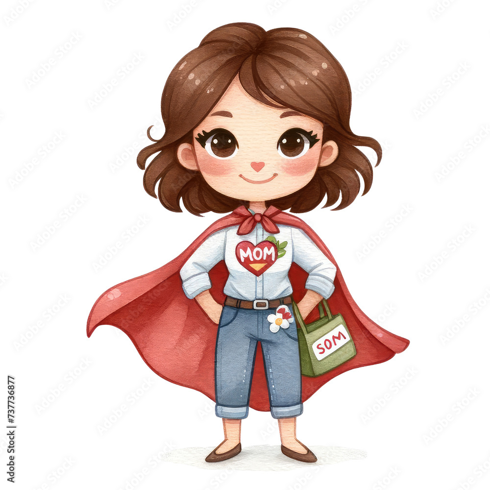 Super Mom Mother's Day cartoon clipart vector strong woman. Superhero ...