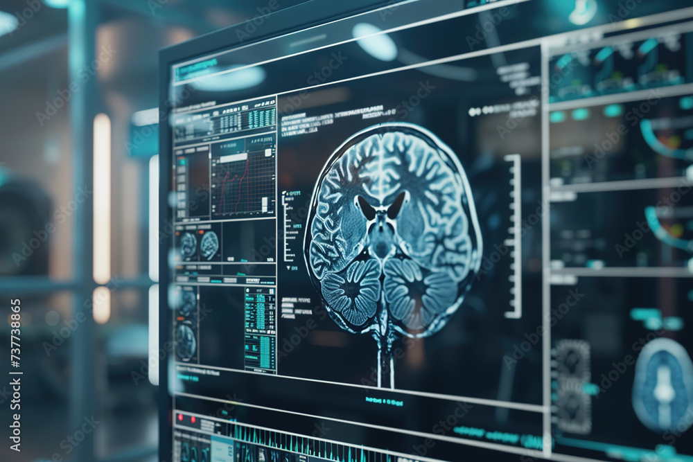 brain interface on screen medical analysis hud interface treatment ...