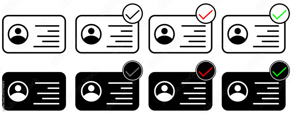 ID Card Icon Black. Driver's License Illustration. ID Badge Symbol ...