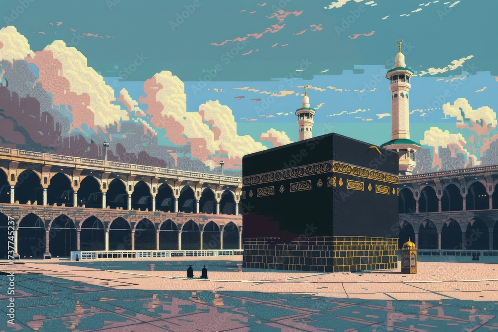 showcasing a pixel art Kaaba Stock Illustration | Adobe Stock