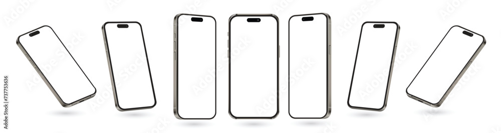 Collection of Iphone 15 and Iphone 15 Pro Max. Realistic smartphone ...