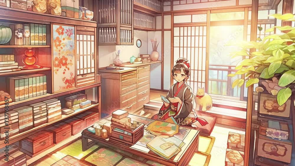 Cozy Japanese-Themed Study Room with Floor Cushions and Low Wooden ...