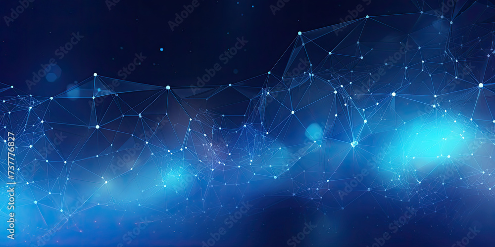 Abstract representation of digital network connections with nodes and ...