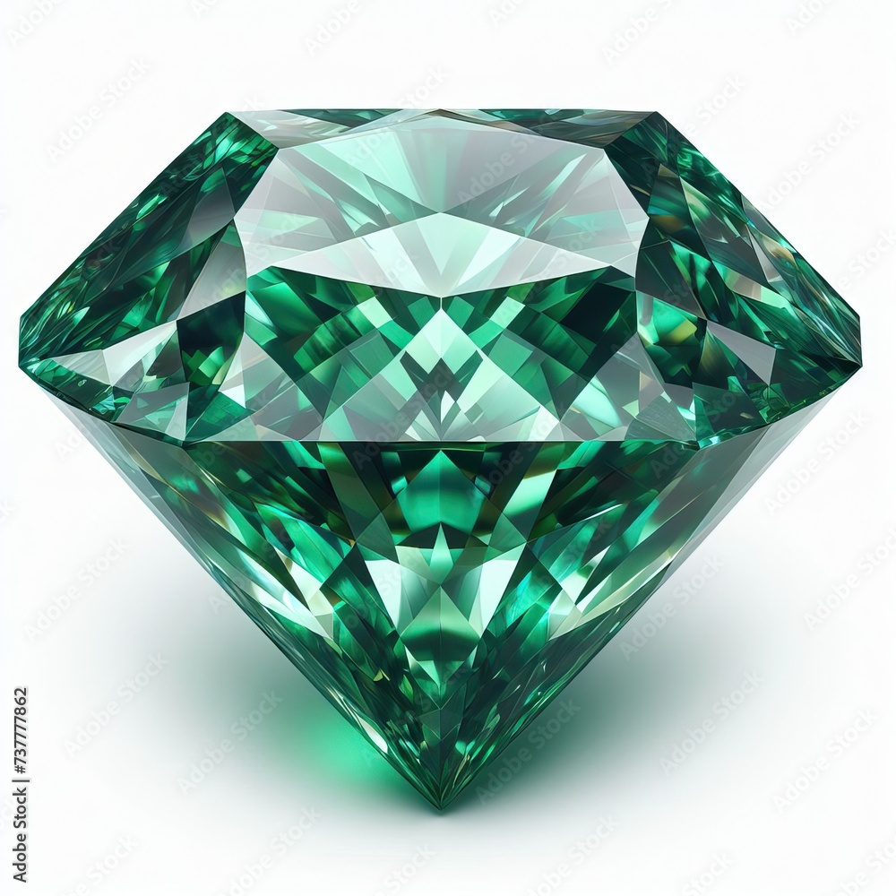 Green diamond, 3d. render | on white | surface | Dazzling | diamond ...