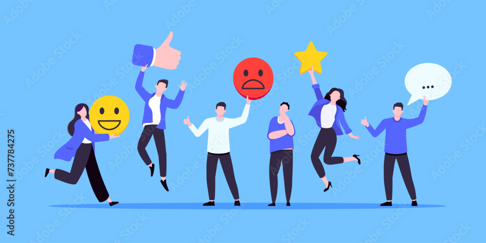 Employee feedback work satisfaction survey business concept flat vector ...