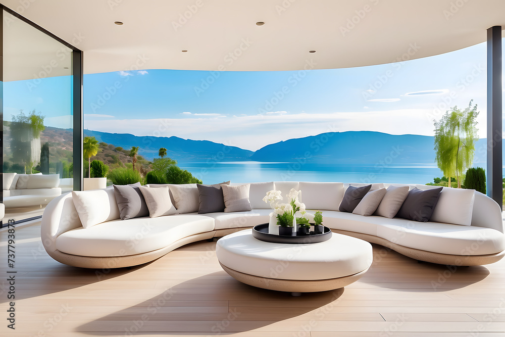Luxurious outdoor lounges and terraces with panoramic views of nature ...