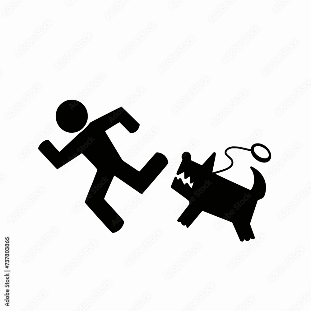 Dog chase people, Silhouette Man running away from dog isolated on ...