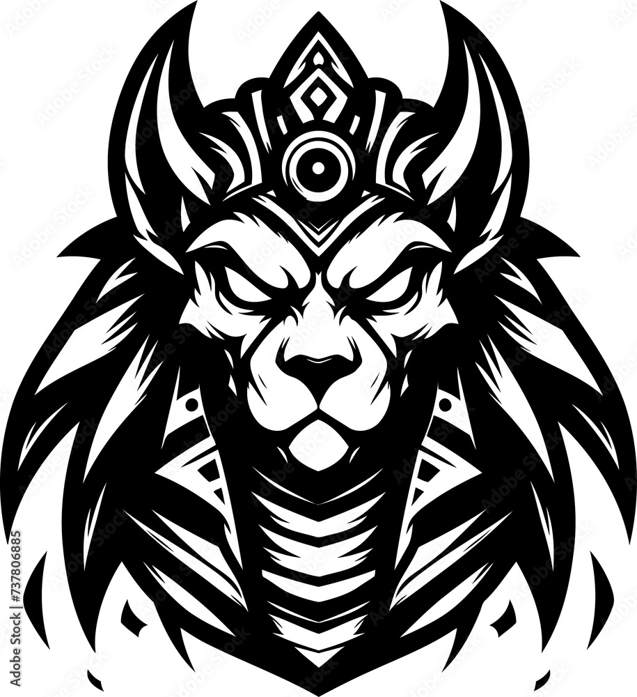 anubis and sphynx head mascot, cartoon illustration Stock Illustration ...