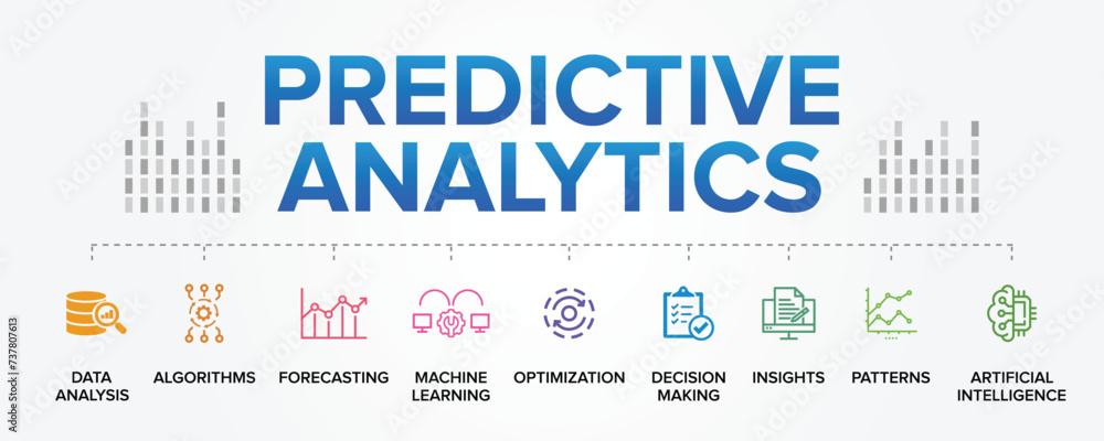 Predictive Analytics technology concept vector icons set infographic ...
