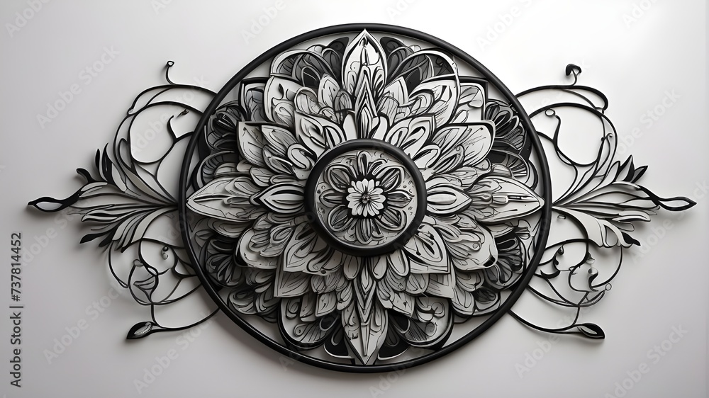 Black Abstract Lines for Decoration, Metal Mandala Wall Art for Various ...