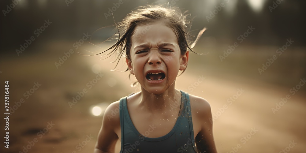 Distressed Girl Fleeing in Tears. Concept Vintage Film Noir, Mystery ...