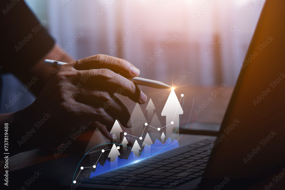 Businessman Analyzing Business Enterprise Data Management Business Analytics With Charts