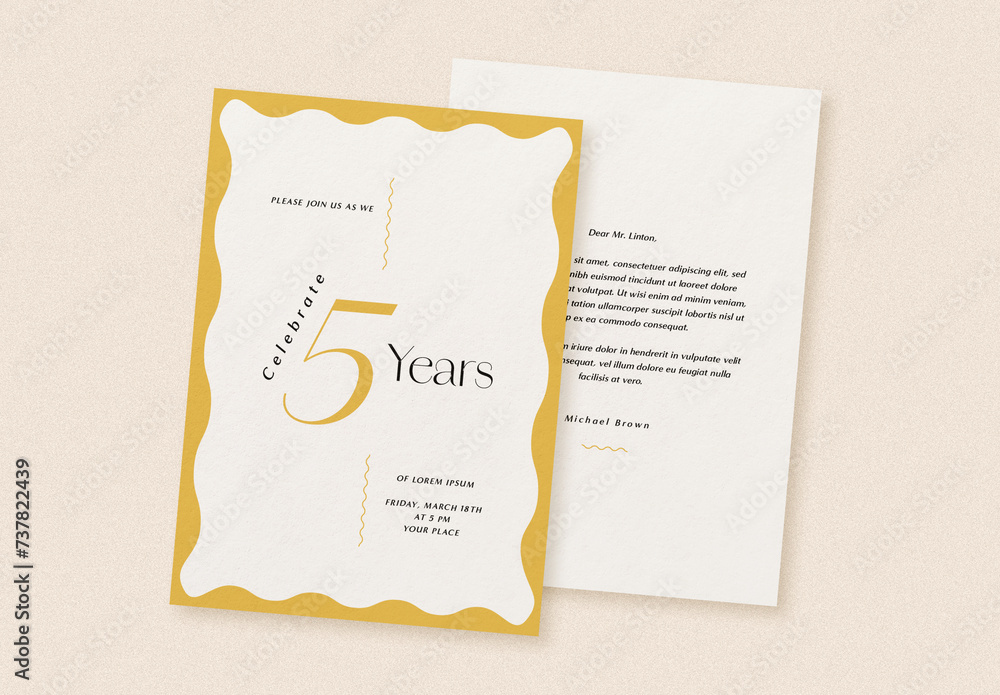 Minimal Anniversary Invitation Card Layout Stock Template | Adobe Stock