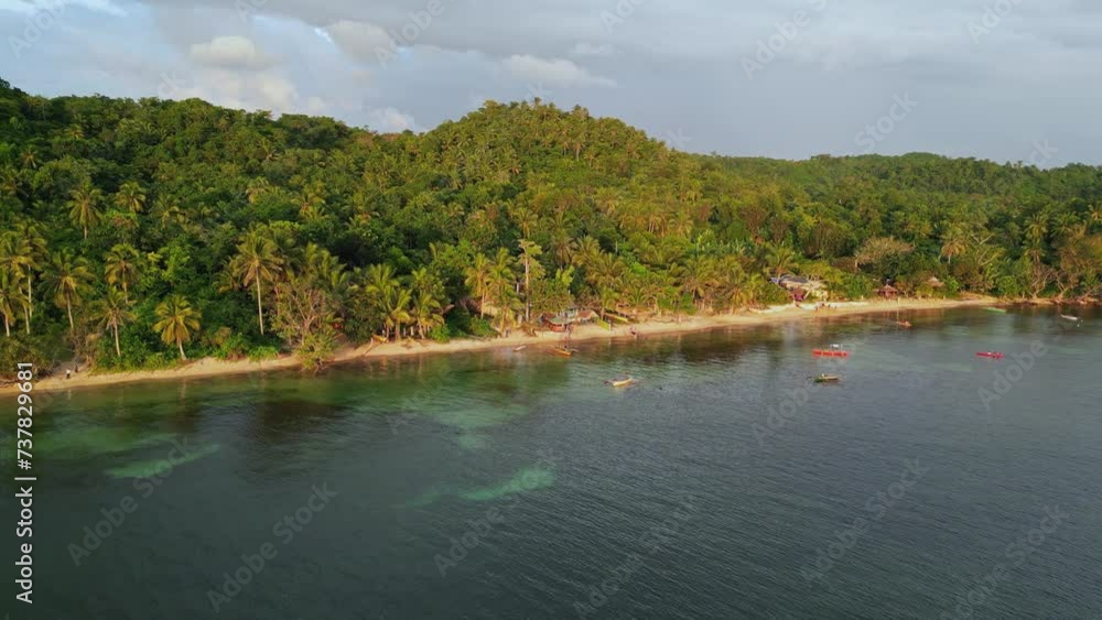 Boats Floating On Sea At Tropical Philippine Island. Mamangal Beach ...